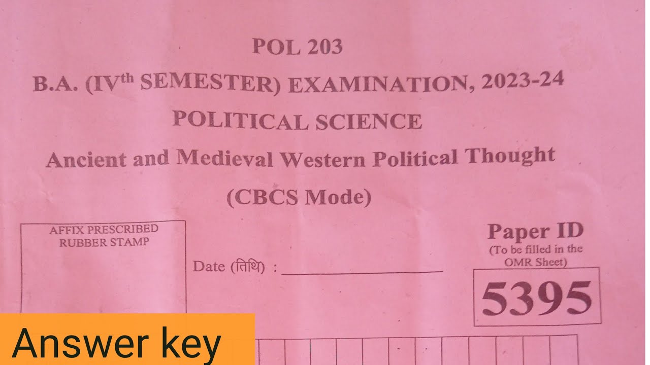 DDU B.A 4th Semester Political Science Paper Code pol203 Answer key ...