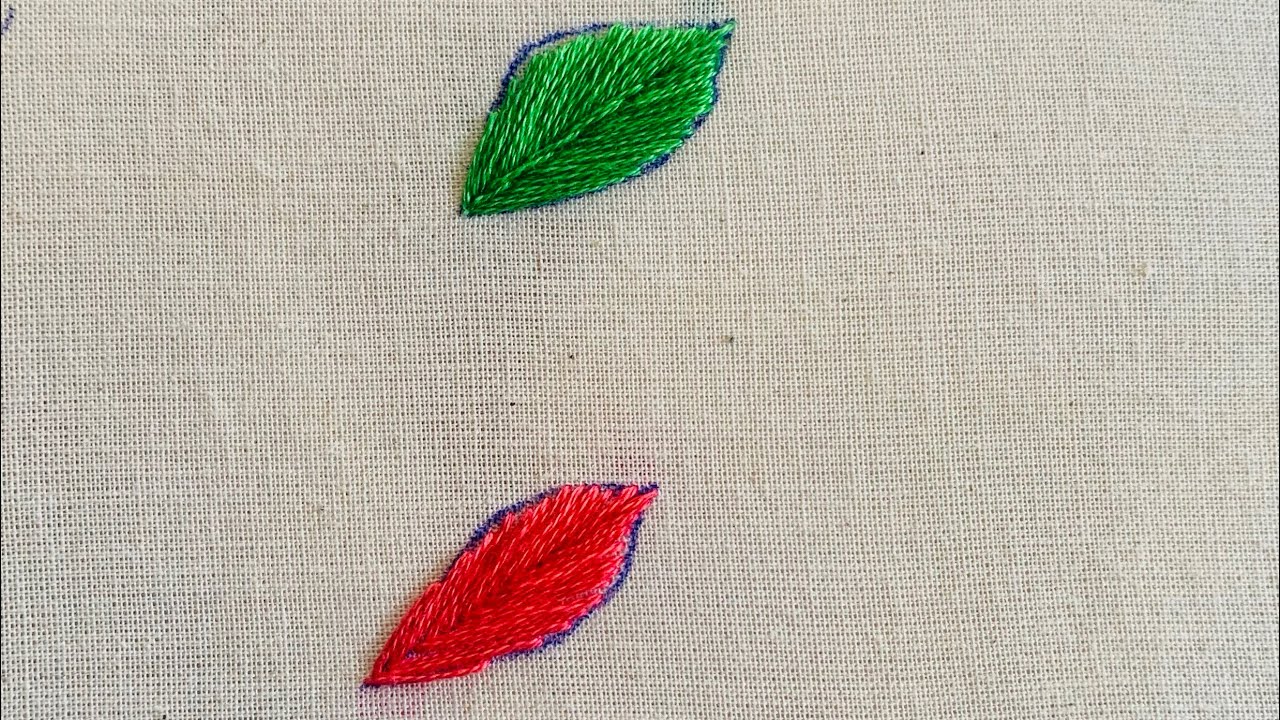 Two Easy Designs of fishbone Leaf stitch tutorial for beginners | Hand ...