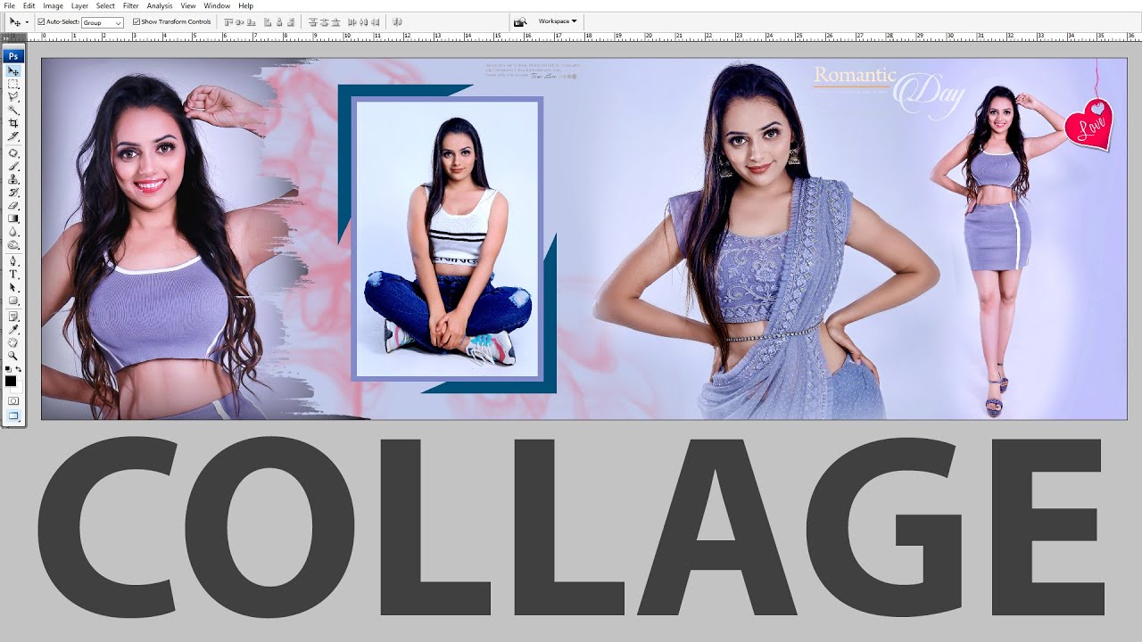 Collage Photo Editing iN Photoshop CS3 Tutorial iN Hindi - YouTube