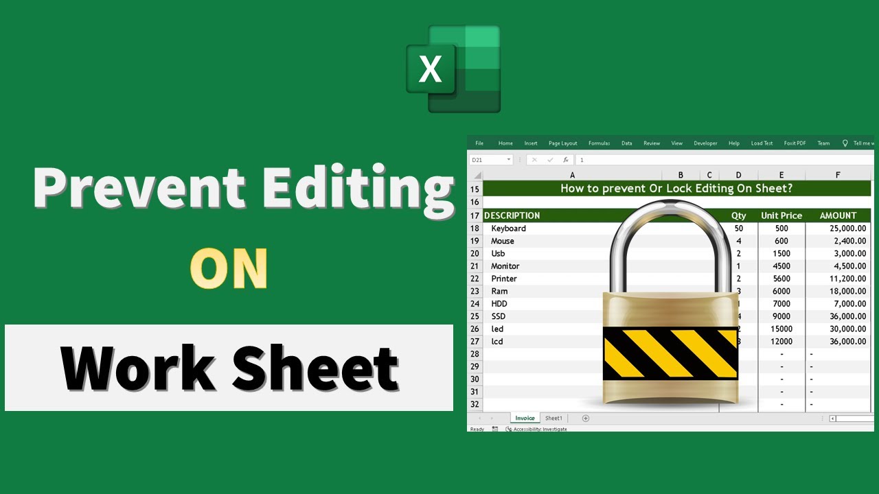 How To Prevent Editing On Work Sheet In Excel Lock Worksheet YouTube How To Prevent Editing On Work Sheet In Excel Lock Worksheet YouTube
