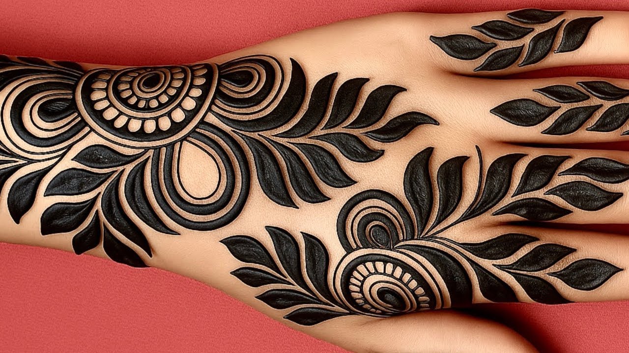 Latest Dubai Bold Leaves Back Hand Mehndi Design|| Trending Back Hand ...