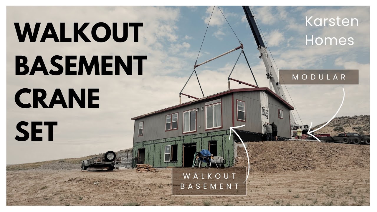 Watch This Modular Home Fly! 🏗️ Karsten Double Wide Set Over a Walk-Out ...