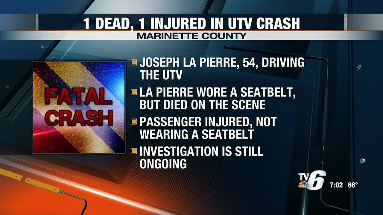 1 dead, 1 injured in UTV rollover crash in Marinette County - YouTube