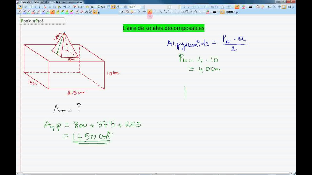 Secondaire 3 Québec : 6-2 aire de solides décomposables - YouTube