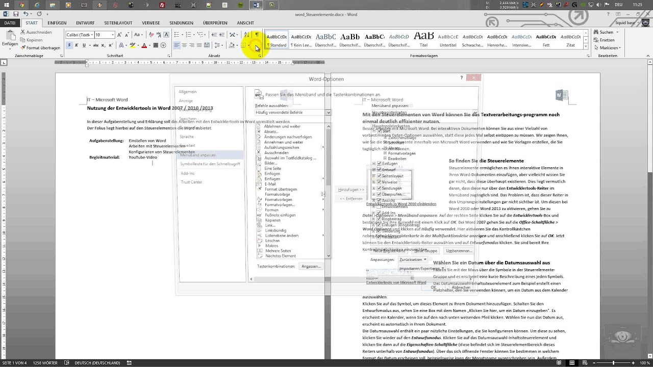 Nutzung der Entwicklertools in Word 2007 / 2010 /2013 - YouTube