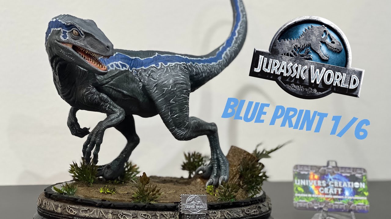 BLUE RAPTOR print and diorama , craft - YouTube
