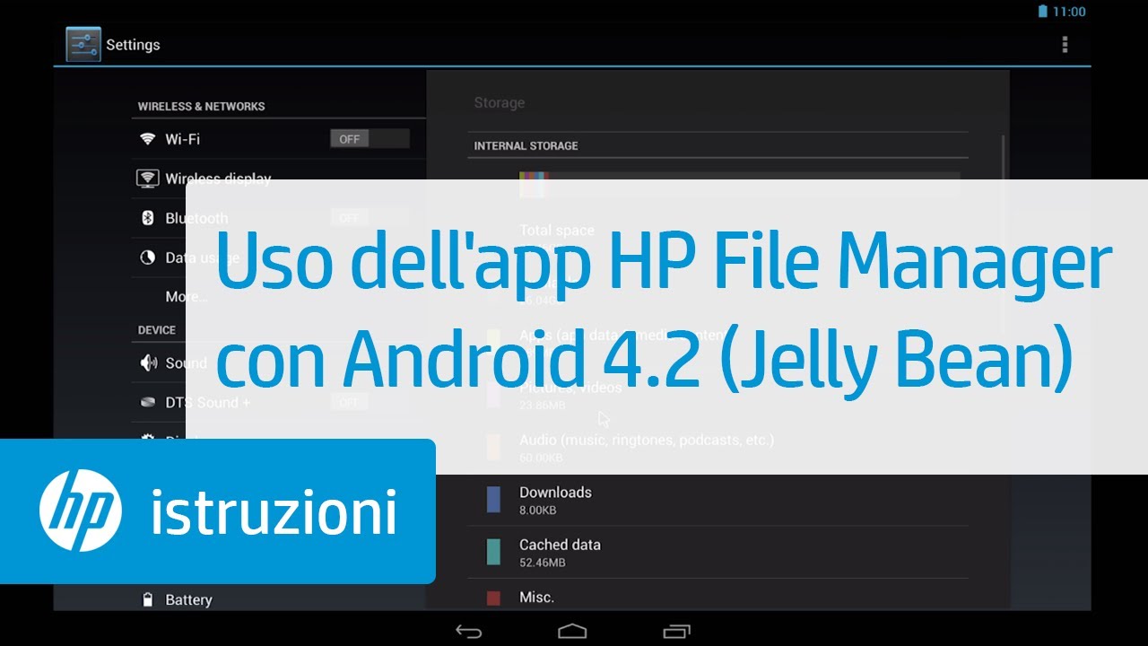 Uso dell'app HP File Manager con Android 4.2 (Jelly Bean) - YouTube