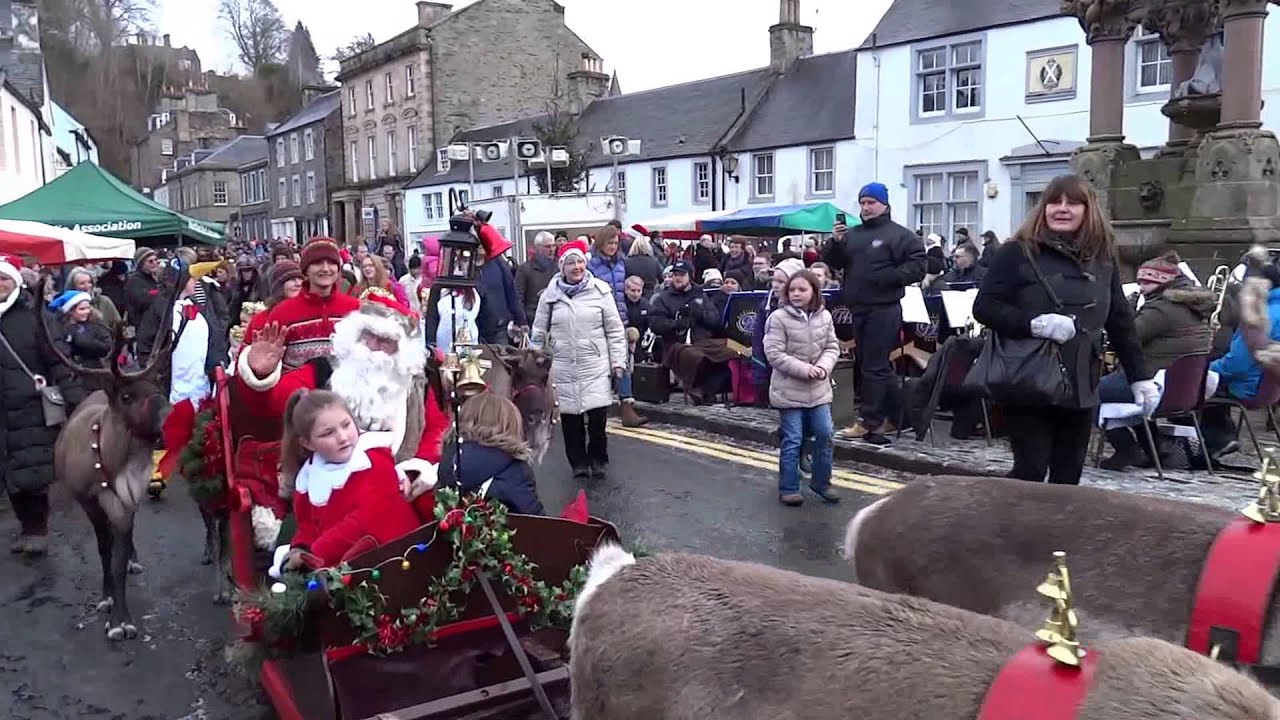 Santa Claus And Reindeer Arriving Christmas Market Dunkeld Highland ...