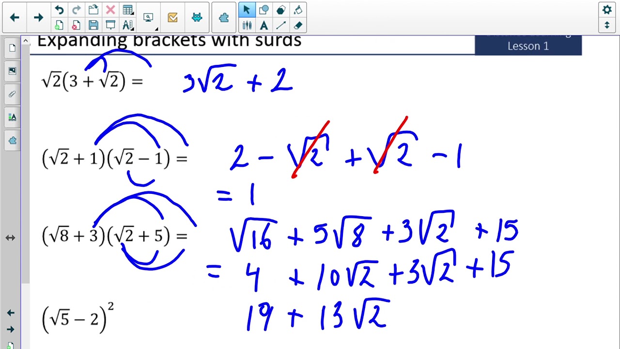 G10 Video5 Multiplying brackets with surds - YouTube