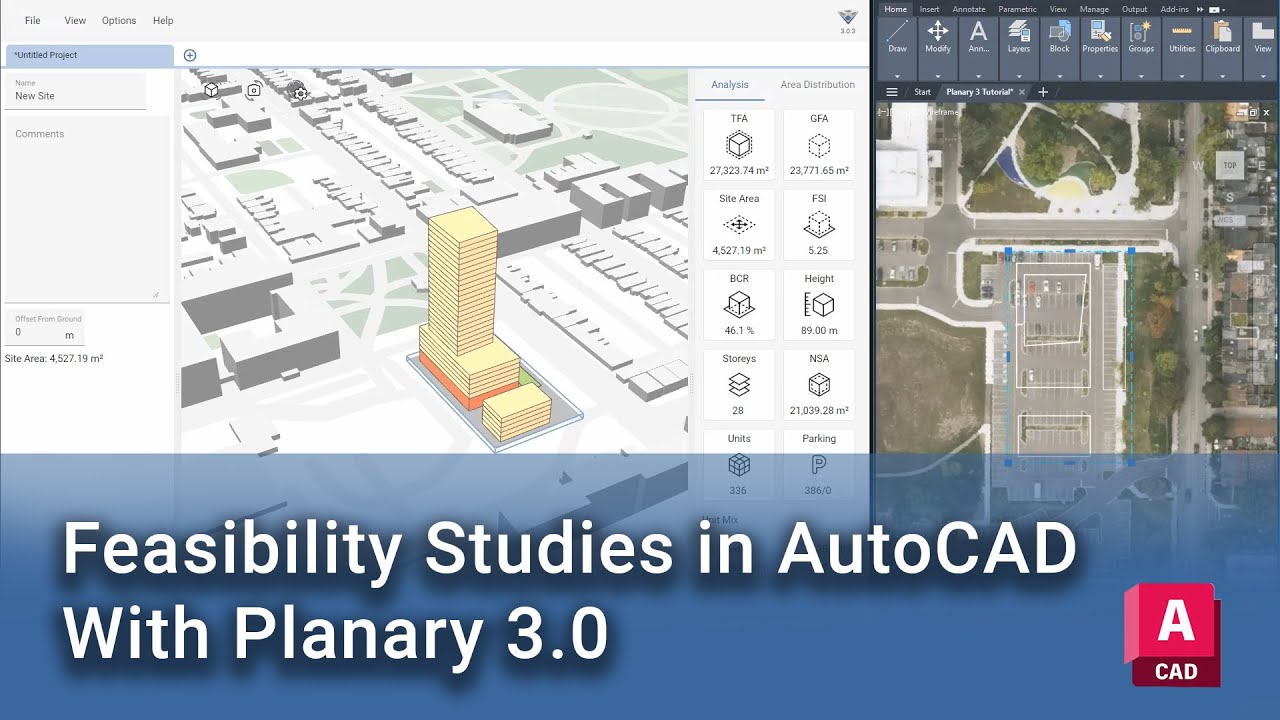 Feasibility study in Revit - Planary for AutoCAD 3.0 Tutorial - YouTube