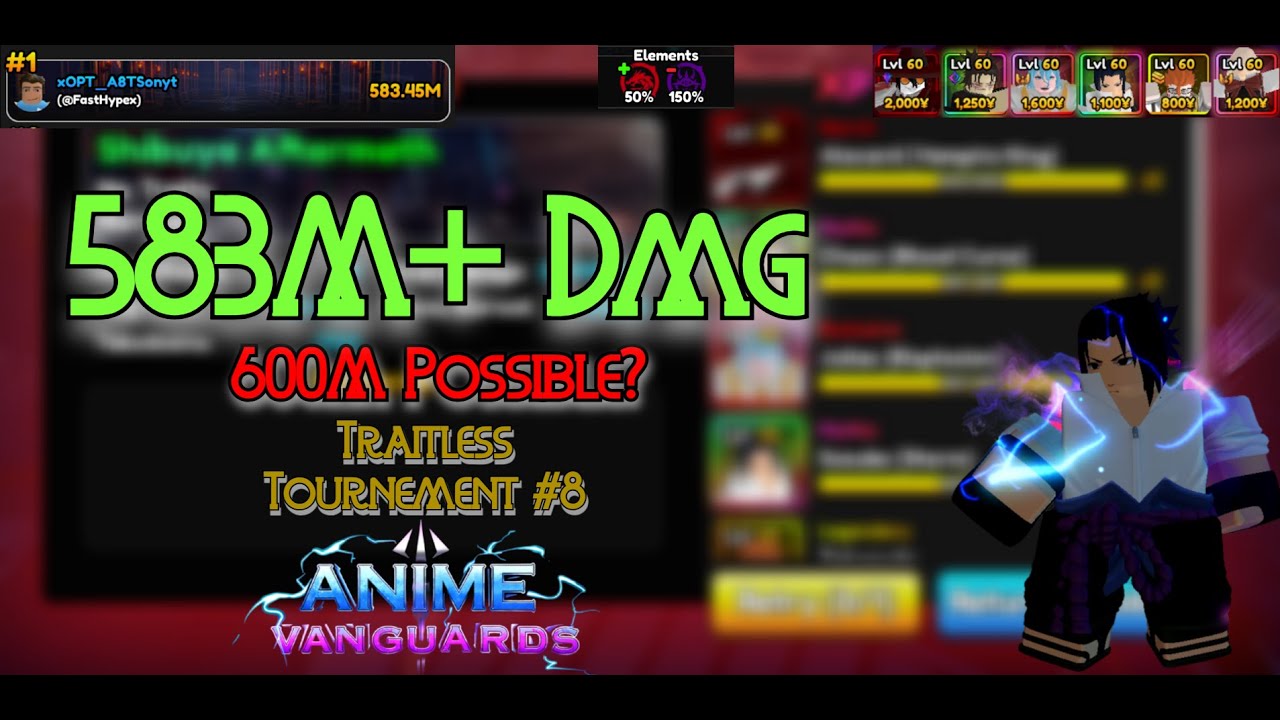 [Traitless] 583M+ Dmg in Anime Vanguards | Tournament #8 - YouTube