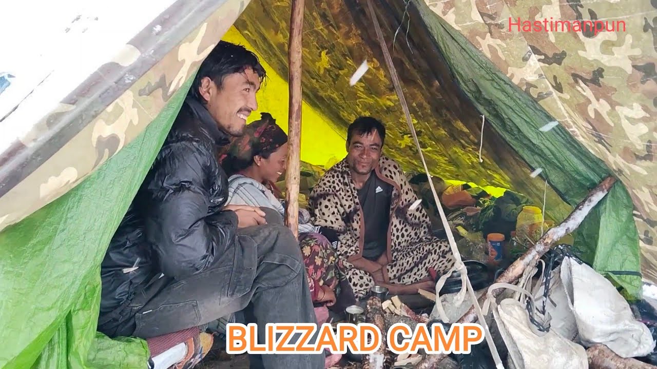 Surviving in Blizzard Camp || Snowing in Nomads Camp - YouTube