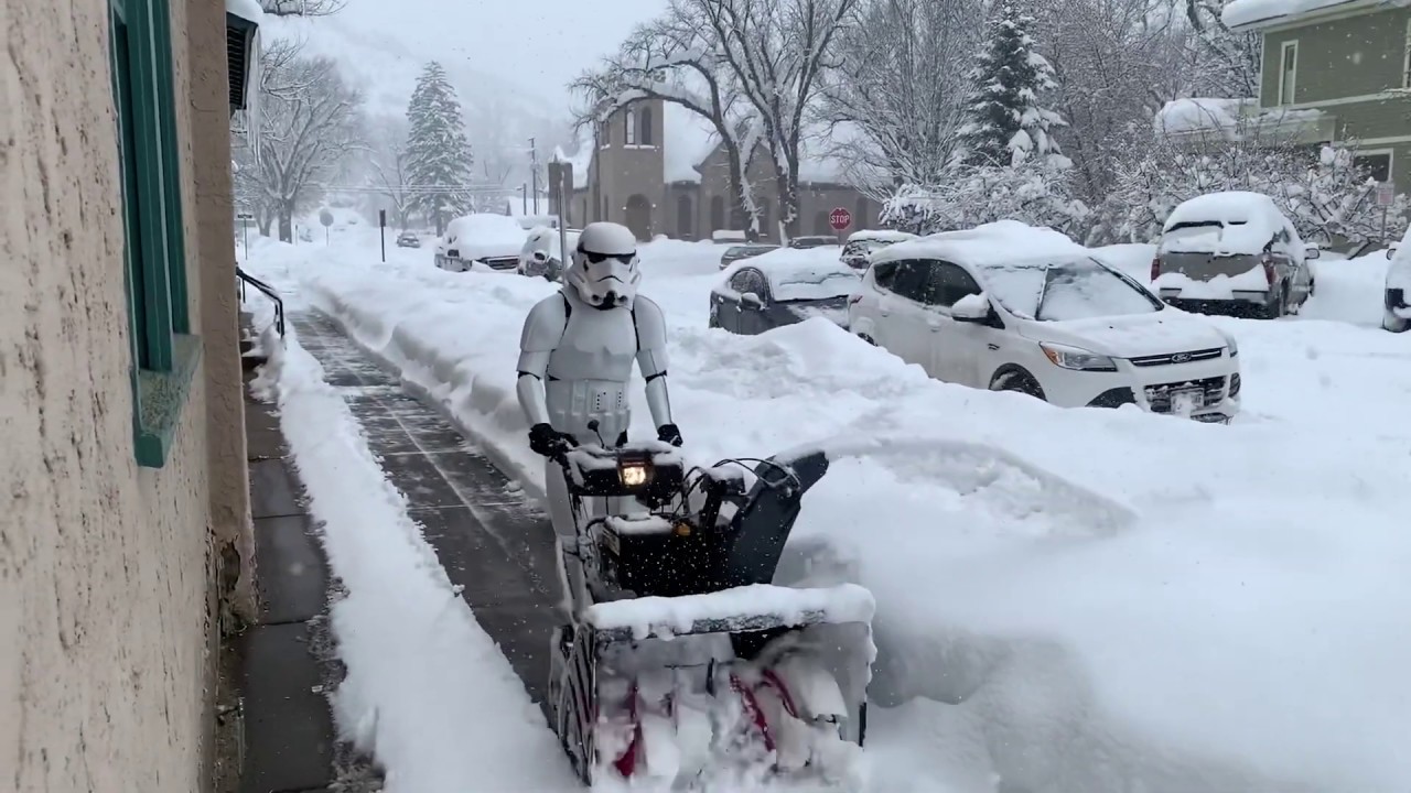 Snowpocalypse 2019 - Stormtrooper Snow Blowing - YouTube
