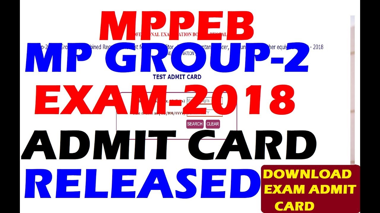 Mppeb Group-2 Sub-Group-2 Combined Recruitment Test2018 Admit Card Out ...
