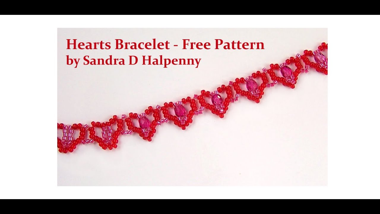 Hearts Bracelet Free Pattern - YouTube
