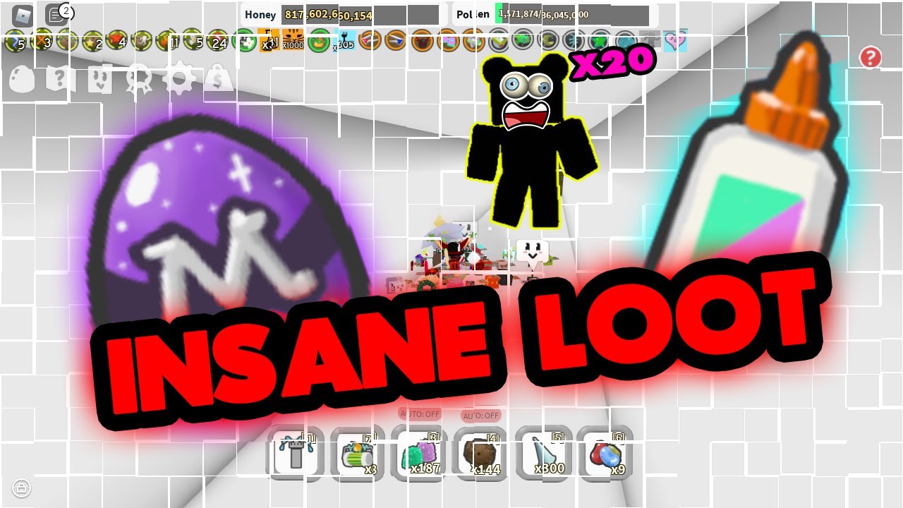 Crazy Tunnel Bear Loot Compilation (x20) | Bee Swarm Simulator - YouTube