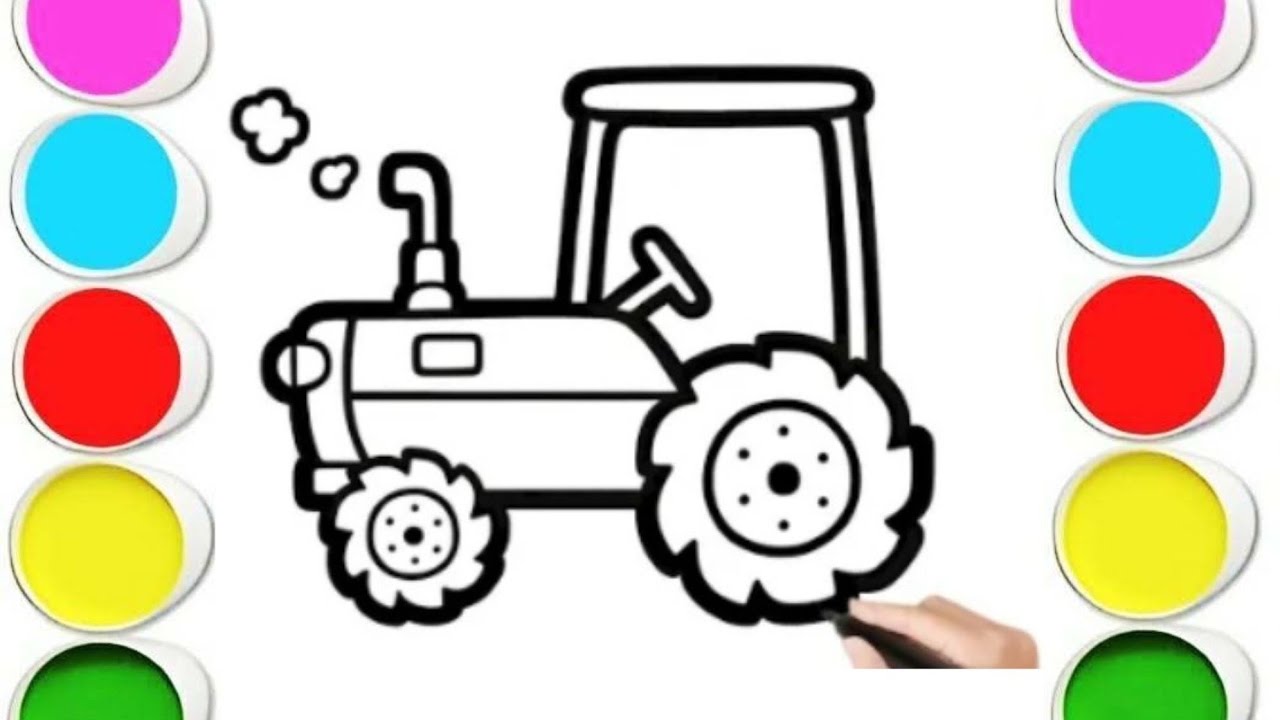 How to draw a Tractor with Trailer drawing, painting and coloring for ...