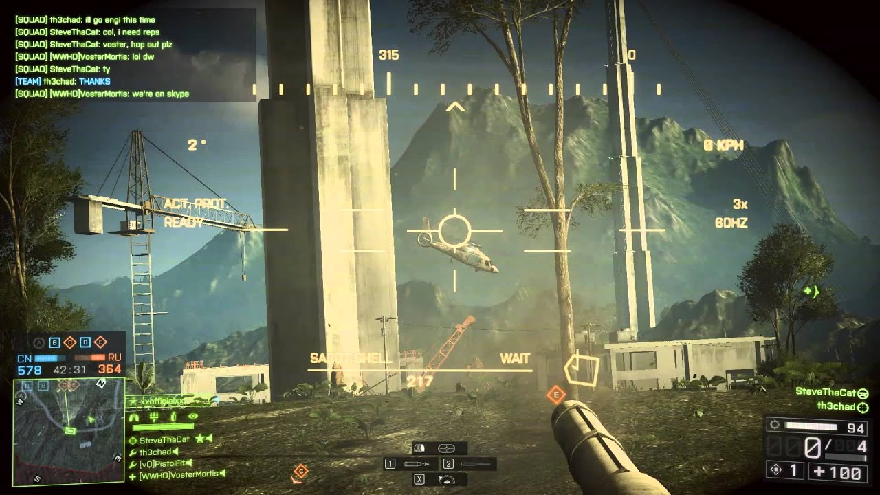 Only in BF4 - Tank shell through side of transport Helo - YouTube