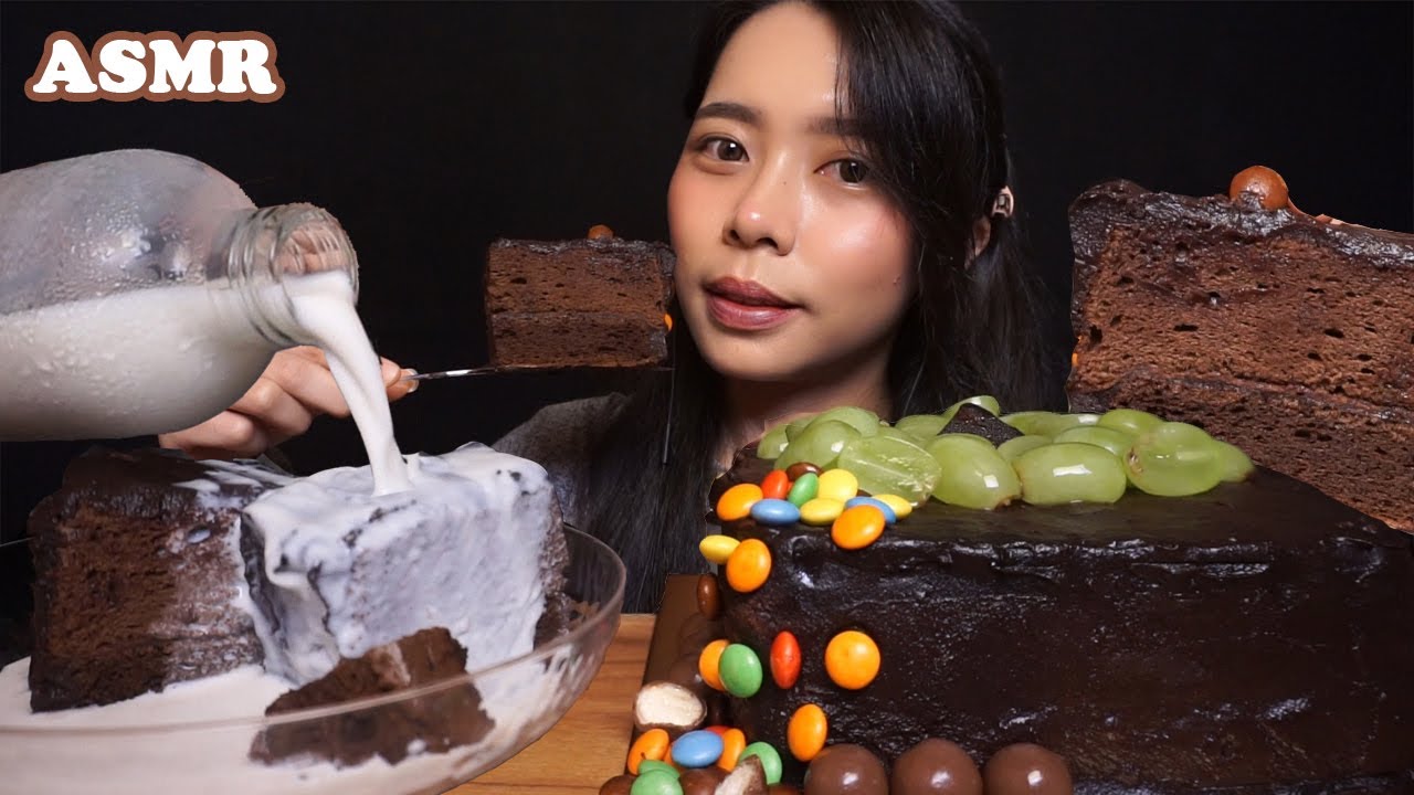 ASMR Classic Rich Chocolate Cake with MILK 🥛 | Eating Sounds - YouTube