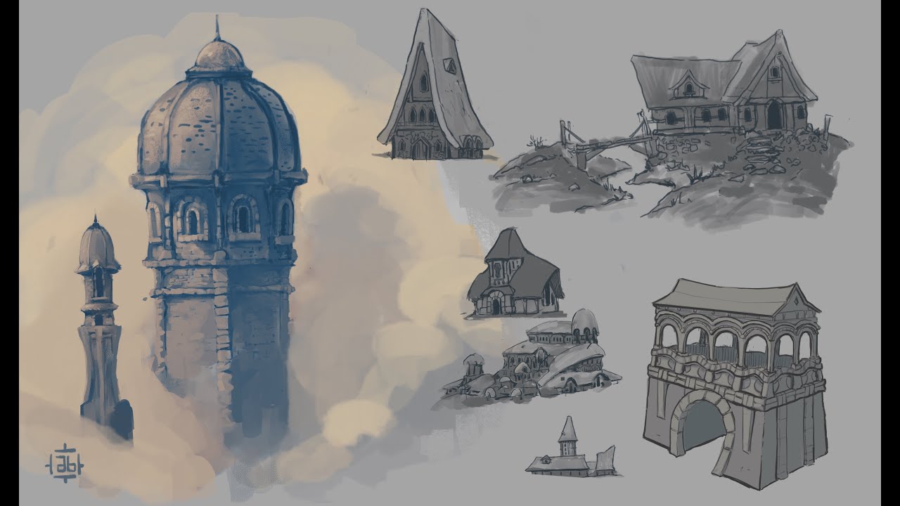 Buildings Doodles - Procreate timelaps - YouTube