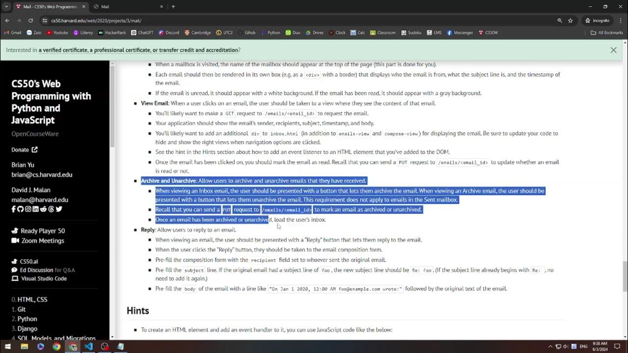 CS50W Mail - YouTube