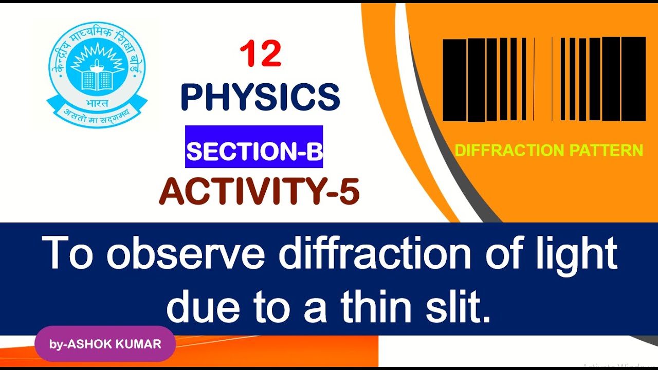 12 CBSE /NCERT PHYSICS ACTIVITY 5 TO OBSERVE DIFFRACTION OF LIGHT DUE ...
