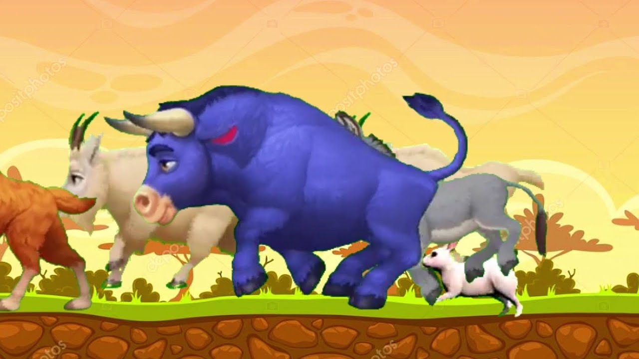 the sound of the blue bull and his friends running happily - YouTube