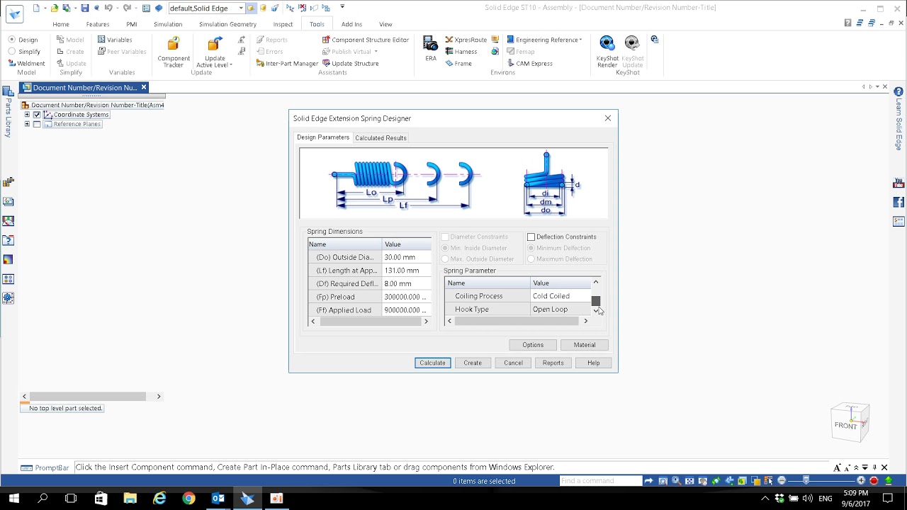 Solid Edge ST9 Extension spring Designer - YouTube