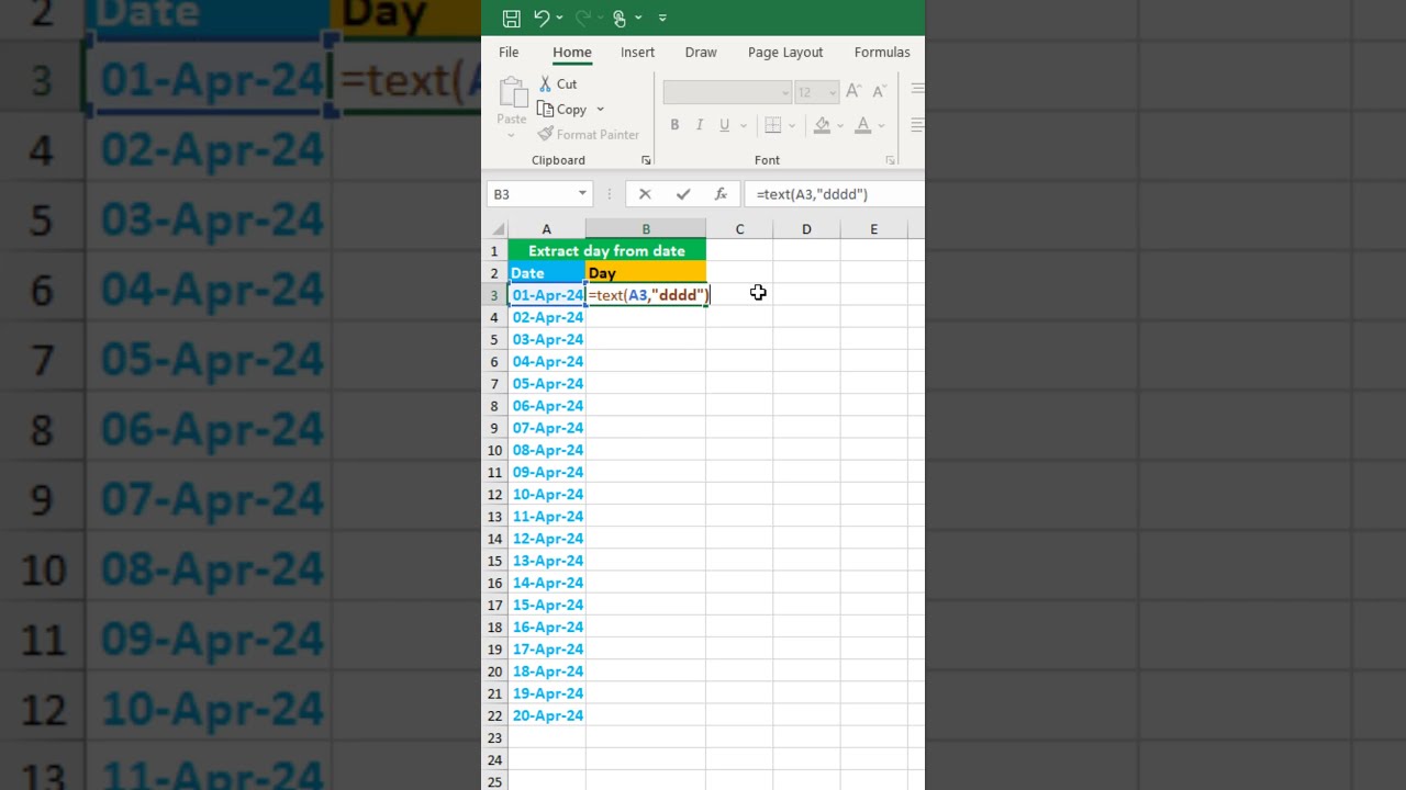 Extract Day From Date In Excel YouTube Extract Day From Date In Excel YouTube