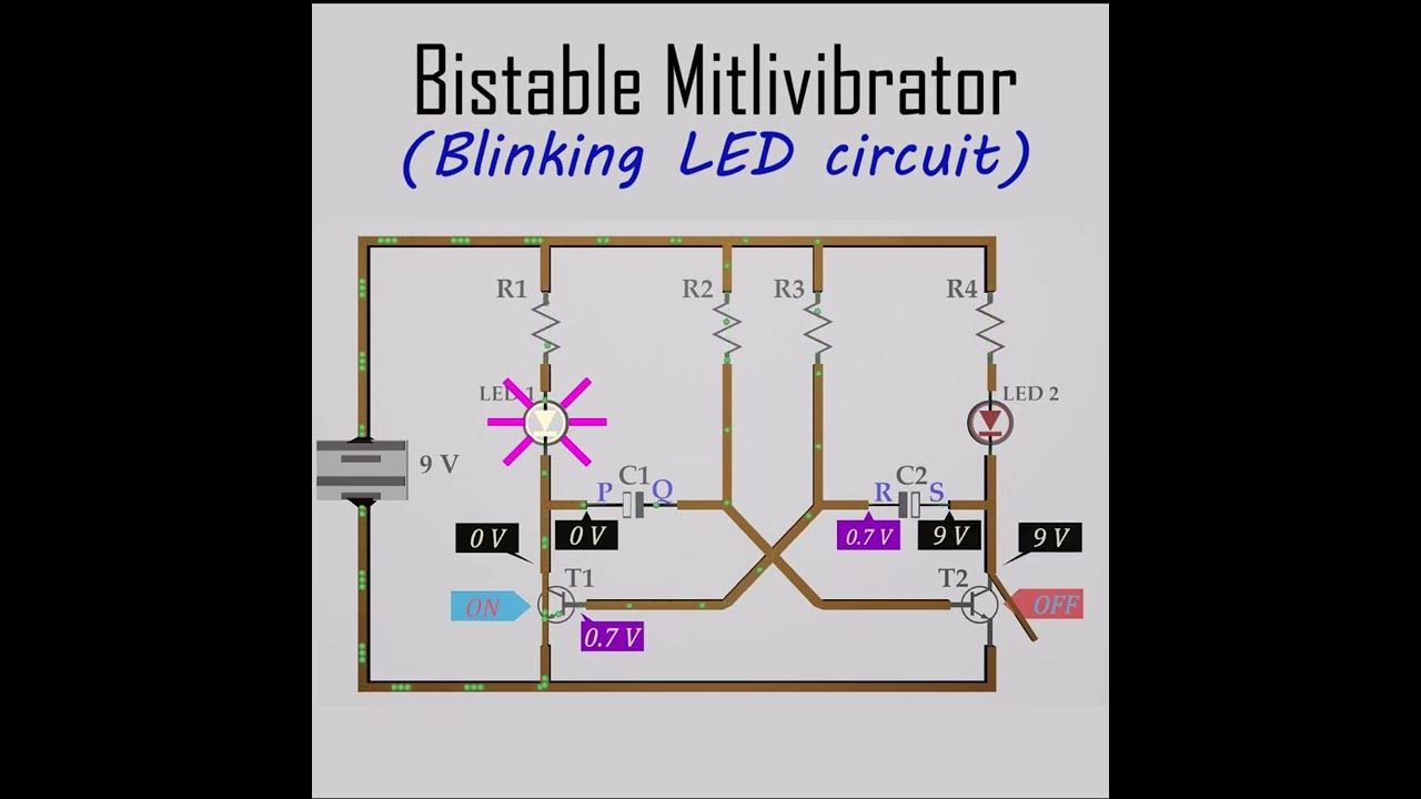 Blinking LED circuit | Bistable Multivibrator - YouTube