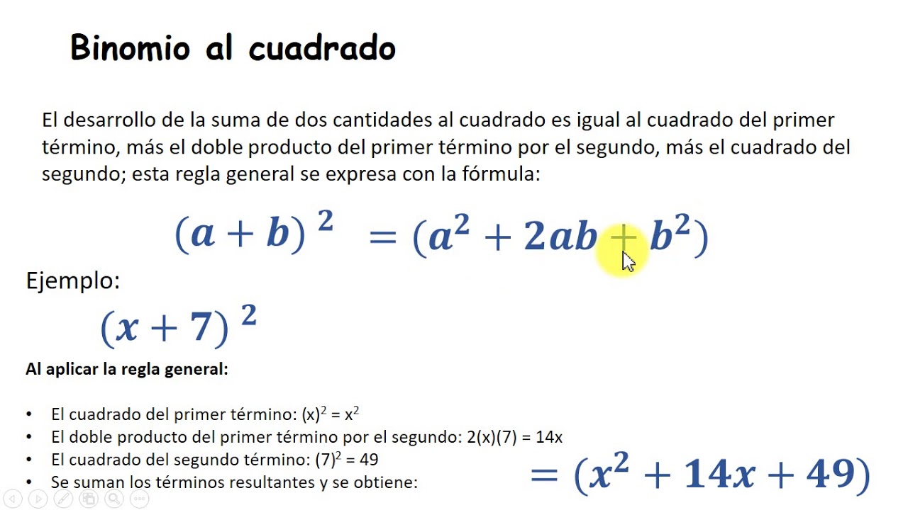 Binomio al cuadrado 1 - YouTube