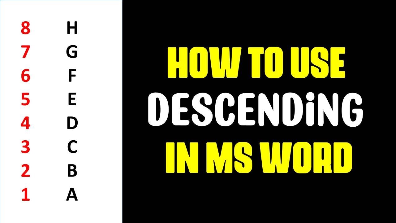 How to Use Descending in MS Word !! - YouTube