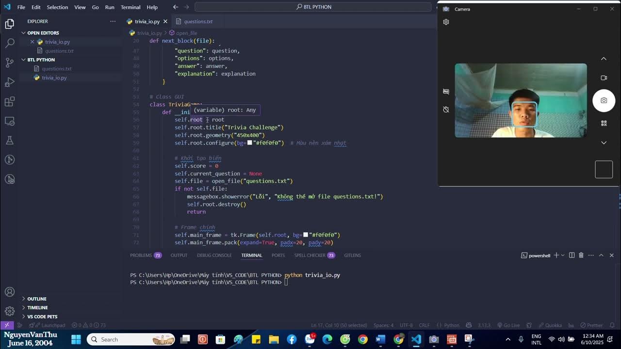 Báo cáo BTL kết thúc học phần Lập trình Python _ Sinh viên: Nguyễn Văn Thứ _ MSSV: K225480106062 ...