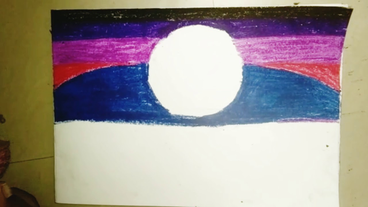 Beautiful ocean night scenery drawing. - YouTube