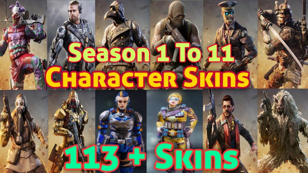 Call of Duty Mobile - SEASON 1-11 CHARACTER SKINS - RAREST SKINS IN COD ...