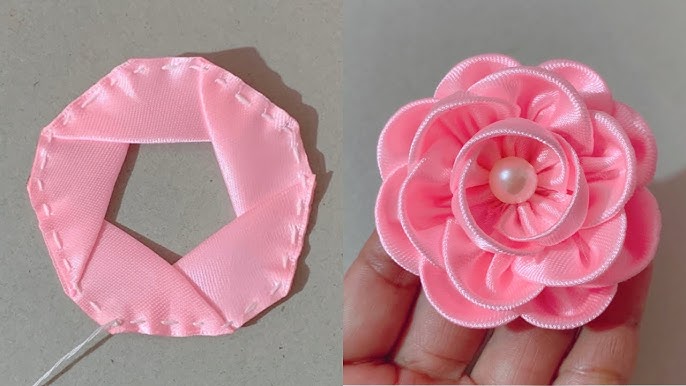 Silk Ribbon Flower Making DIY Satin Ribbon Rose Flowers | How To Make