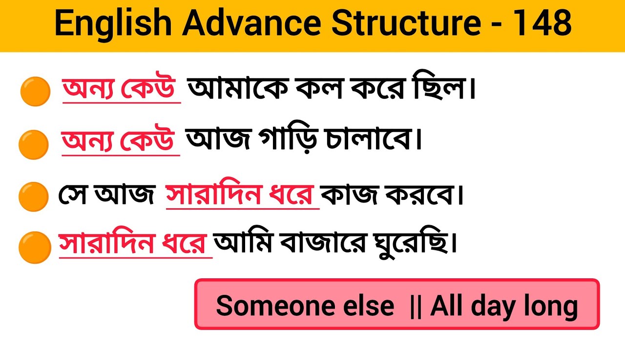 Structure Class - 148 || Daily Use Advance English Structures ...