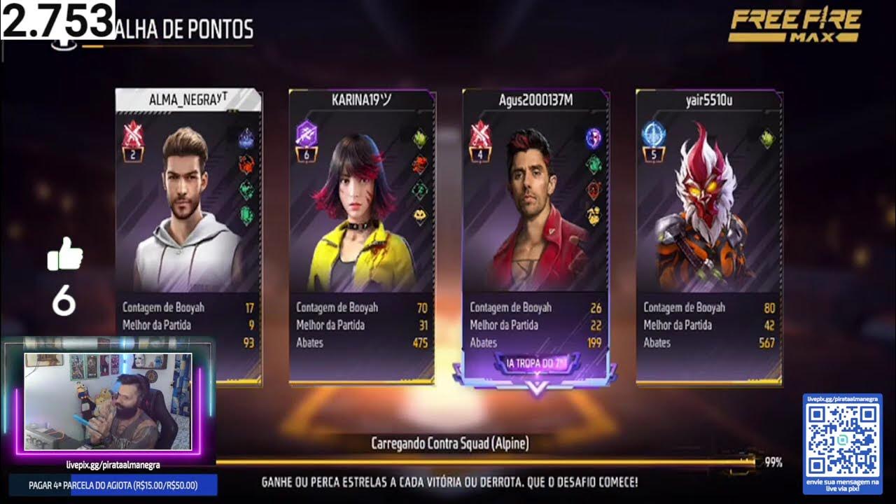 FREE FIRE AO VIVO JOGANDO COM INSCRITOS SALA PREMIADA VALENDO NOVO PASSE X1 DOS CRIA 4X4 6X6FF ...