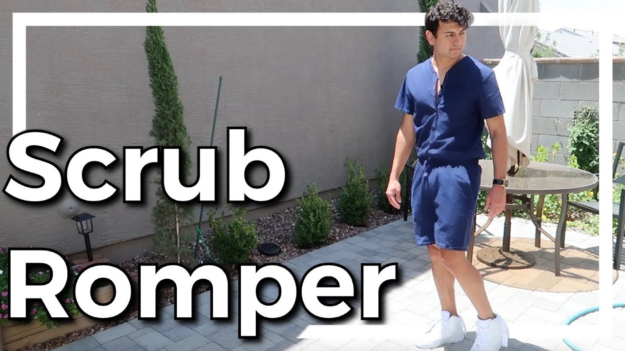 Turn boring scrubs into Scrub Romper - DIY - YouTube
