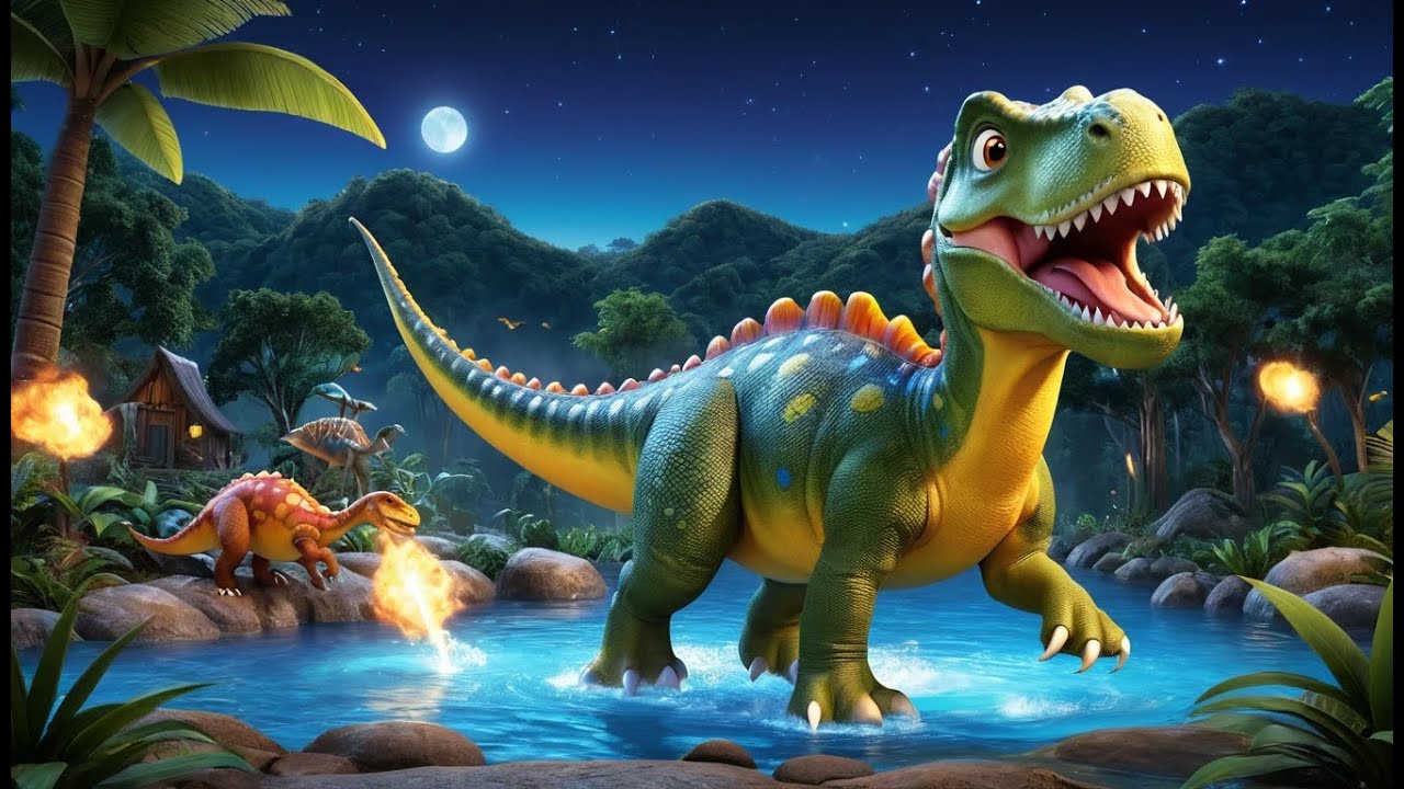 Row Row Your Dinosaur | Fun Dinosaur Song for Kids | Sing Along and ...