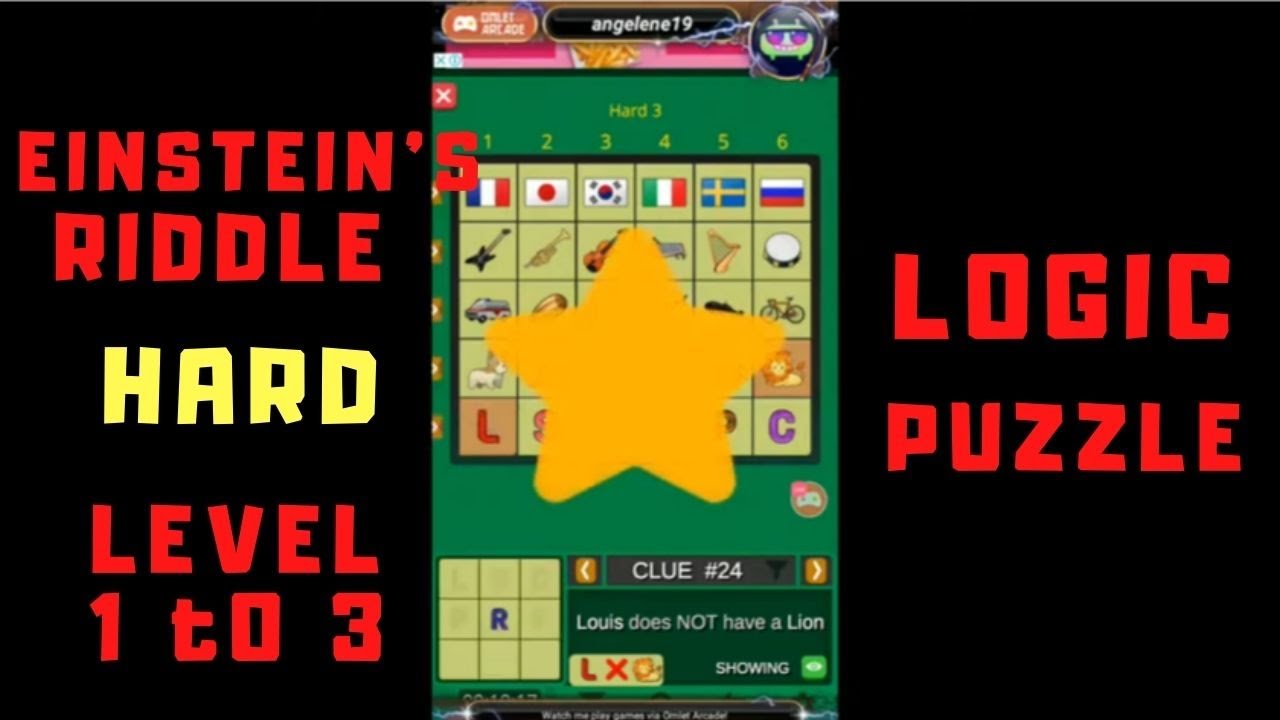 Einstein Riddle HARD LEVEL 1 to 3 - YouTube