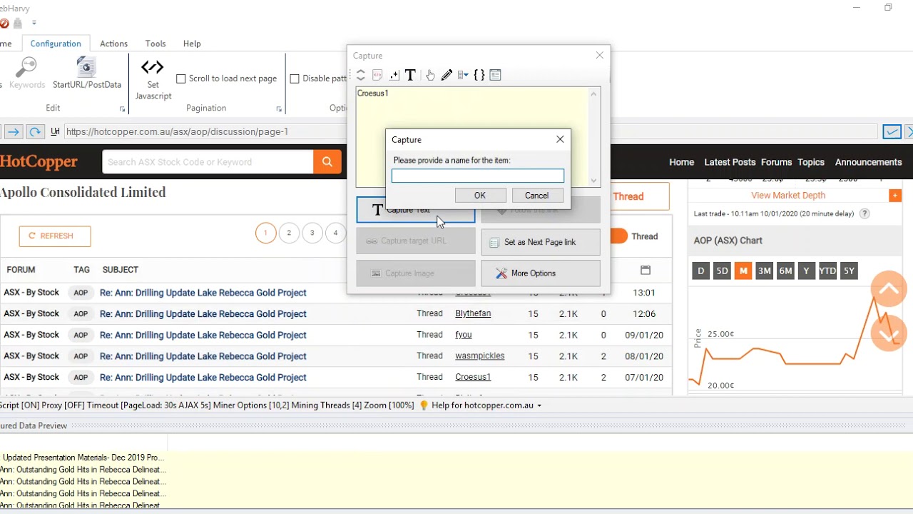 How to extract data from multiple URLs of Hotcopper website - YouTube