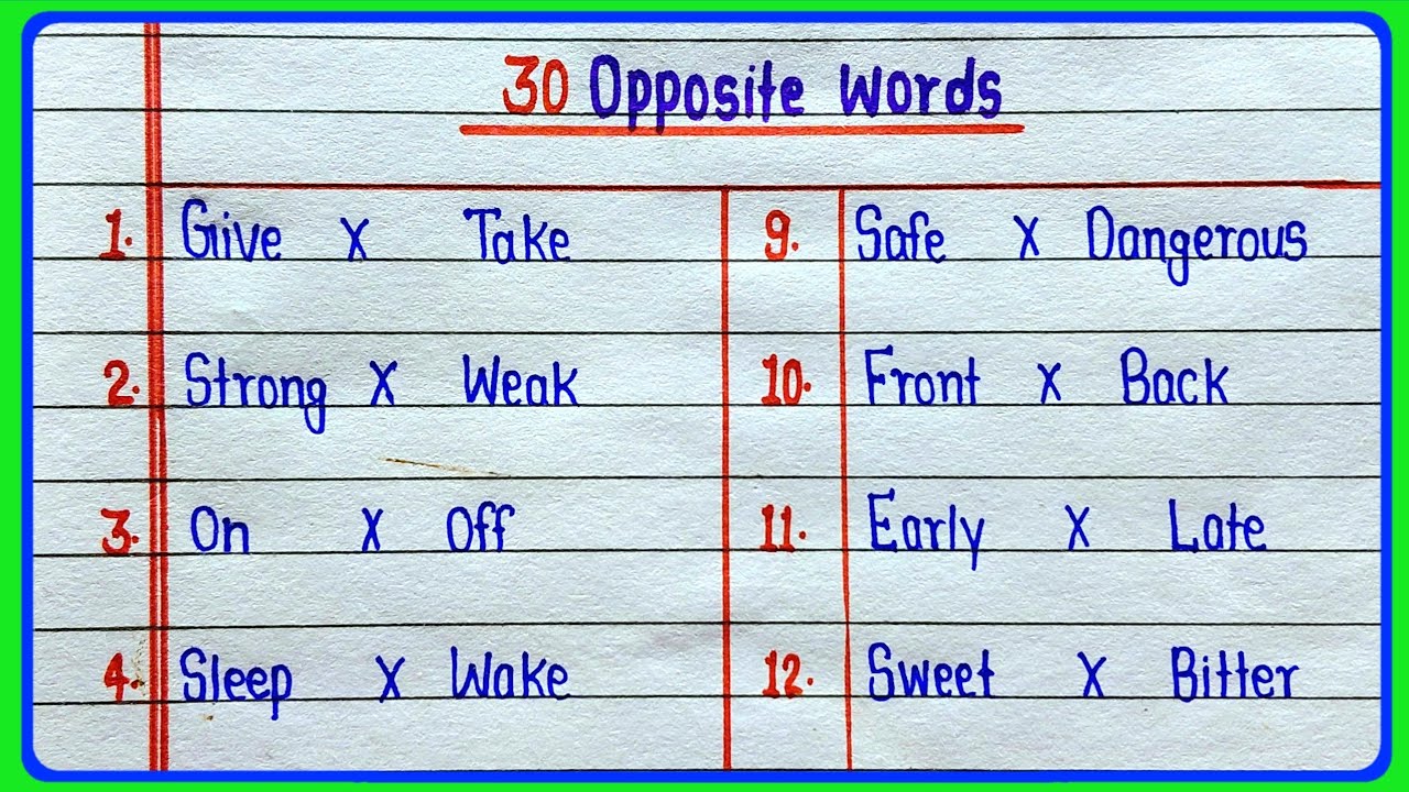 30 Opposite words in english || Opposite words || Opposite words 30 ...