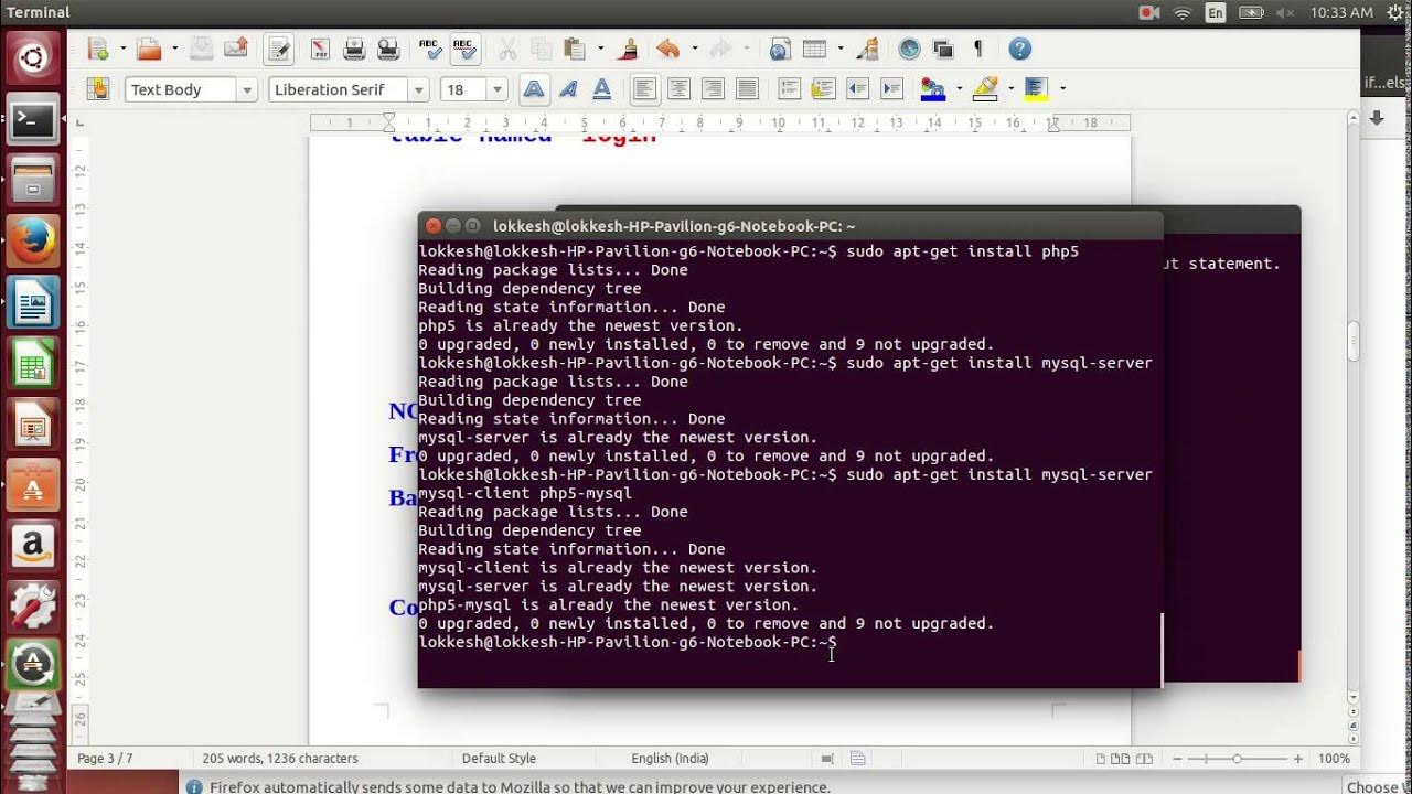 SImple PHP Login form Validation Using MySQL in UBUNTU - YouTube