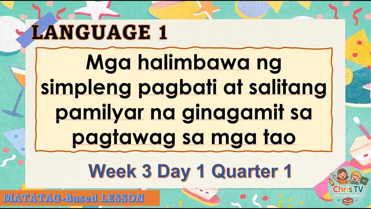 MATATAG Language Grade 1 Week 3 Day 1 Quarter 1 - YouTube