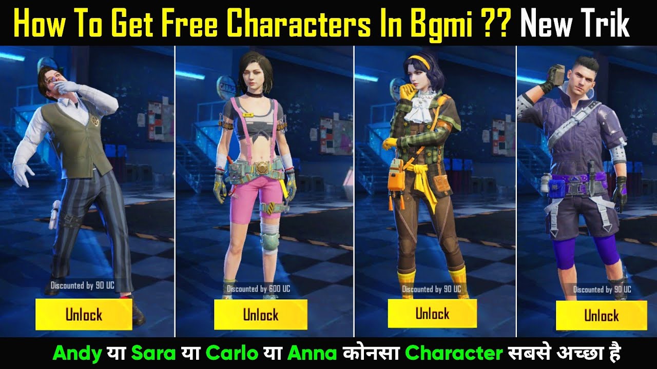 How To Get Free Sara And Andy Character in Bgmi | Which Character is ...