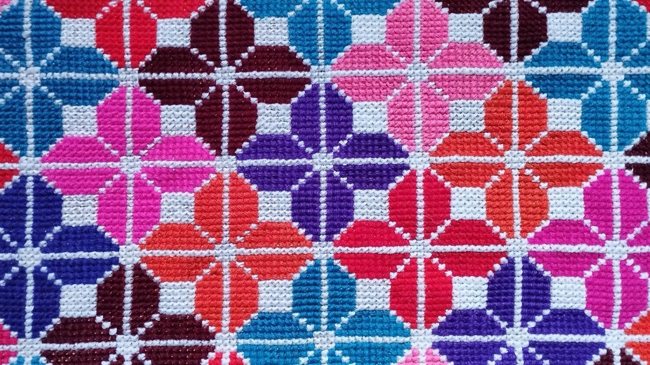 ফুলের ভরাট আসন ডিজাইন, Easy ashon design for beginners, Cross Stitch ...