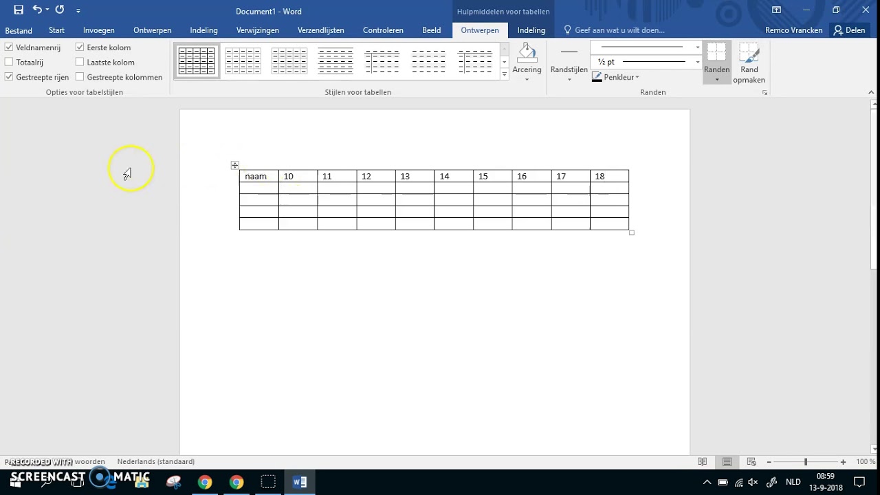 uitleg tabel maken word - YouTube
