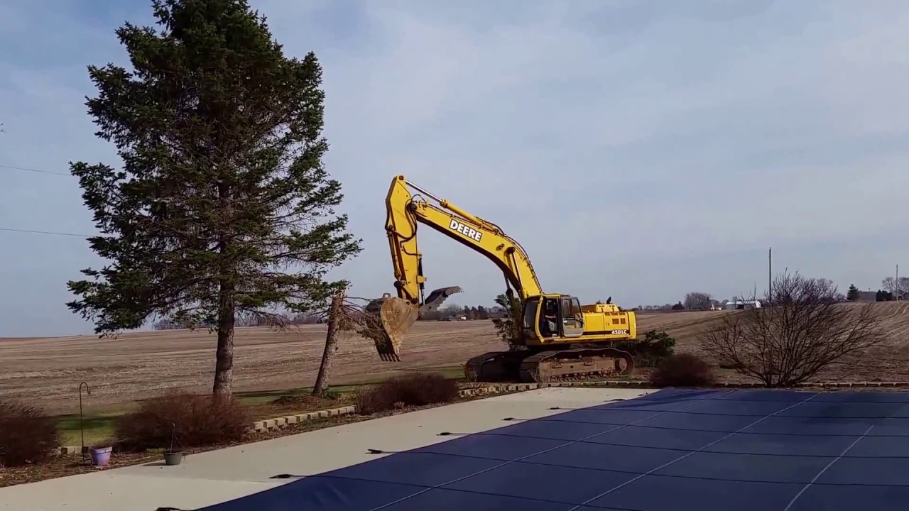 Tree Removal with 450LC Excavator - YouTube