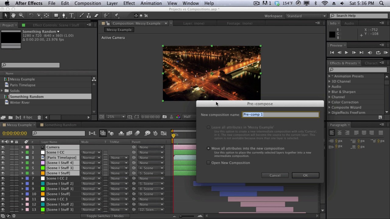 Adobe after effect Projects vs Compositions - YouTube